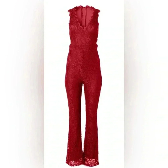 VENUS | Pants & Jumpsuits | Open Back Lace Jumpsuit | Poshmark
